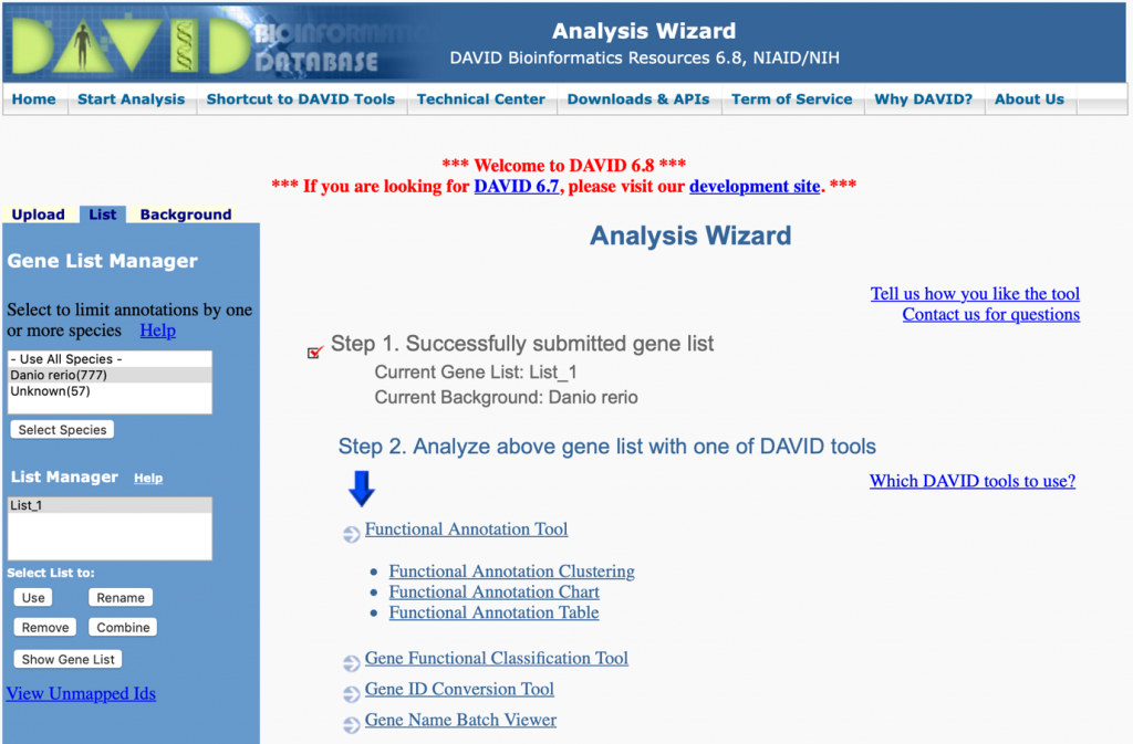 DAVID 生物資訊資料庫 – 生命科學圖書館推廣服務誌
